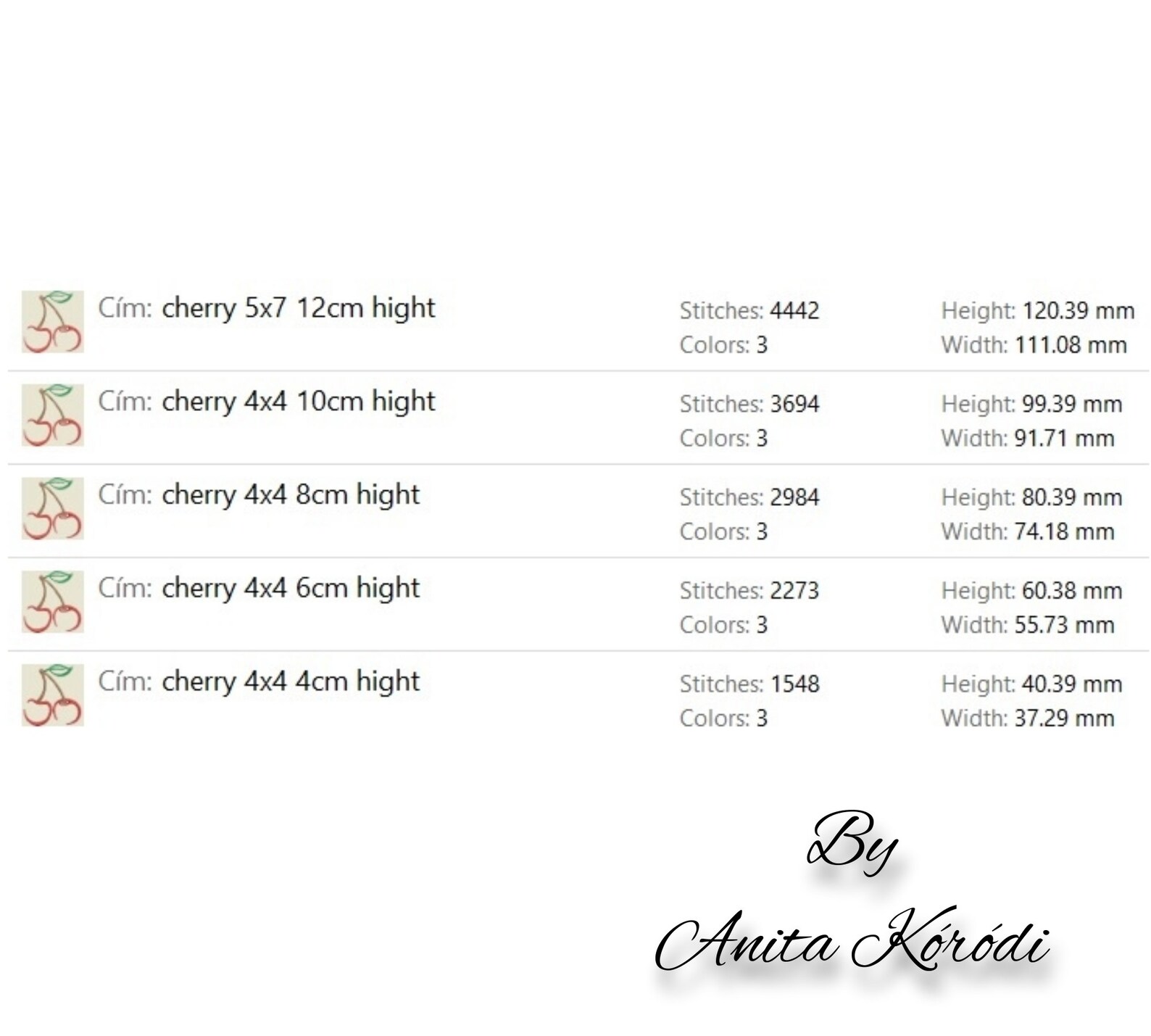 Cherry Embroidery Machine Design Fruit Pattern Pes File Instant Digital ...