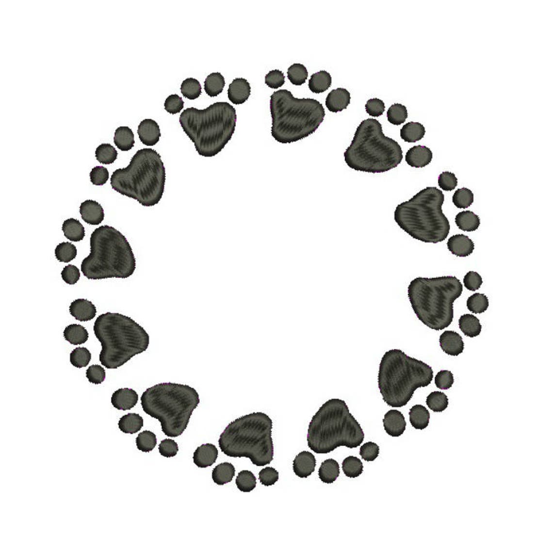 Circle Paw Monogram Frame Embroidery Machine Design Dog Animal - Etsy