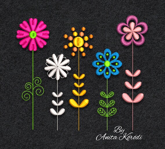 Flowers embroidery machine design digital instant download pattern hoop ...