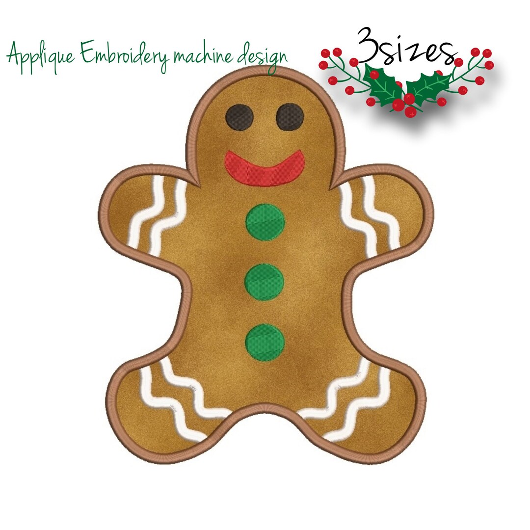 Gingerbread Embroidery Machine Designs Applique Design - Etsy