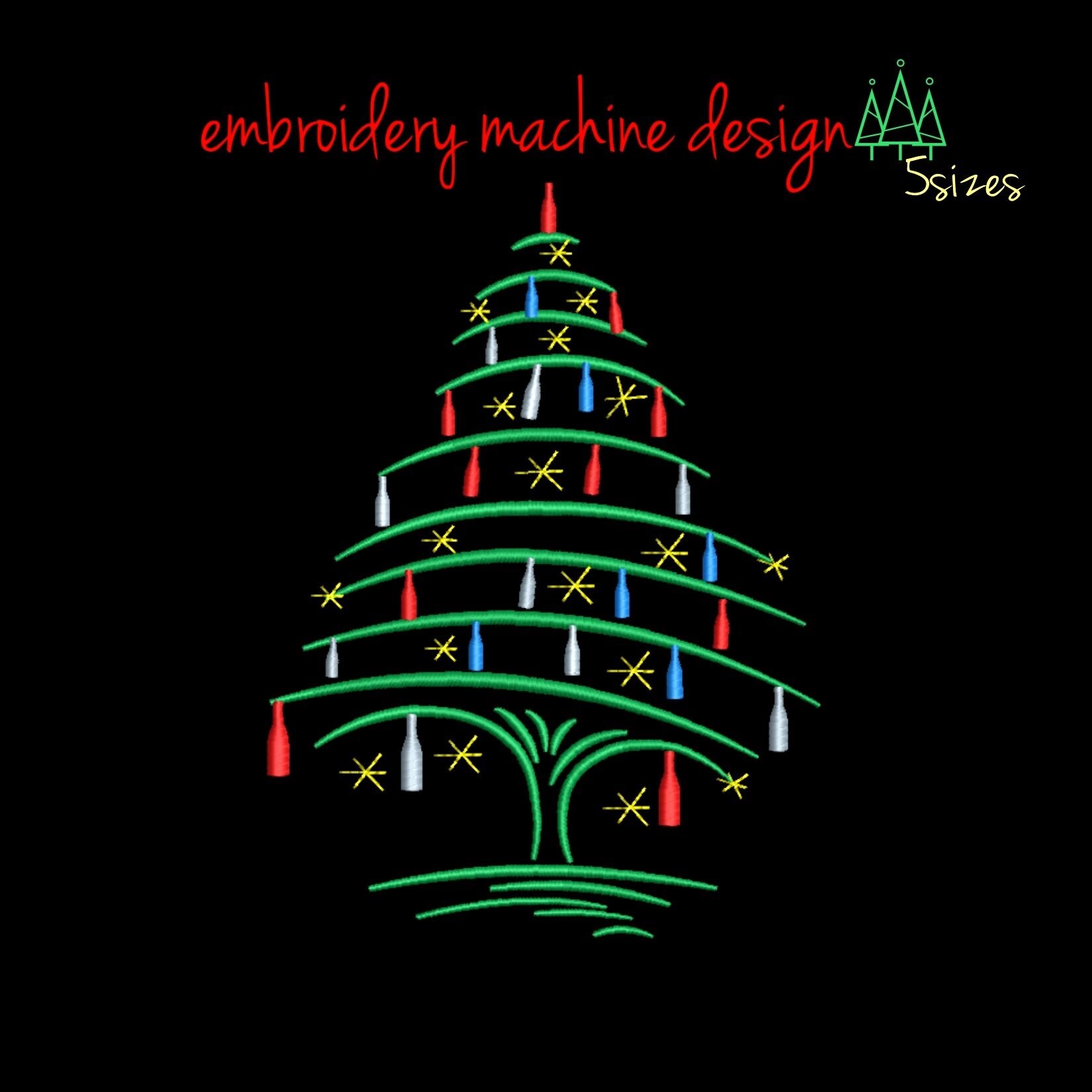 Christmas Tree Machine Embroidery Designs Bottle Instant | Etsy