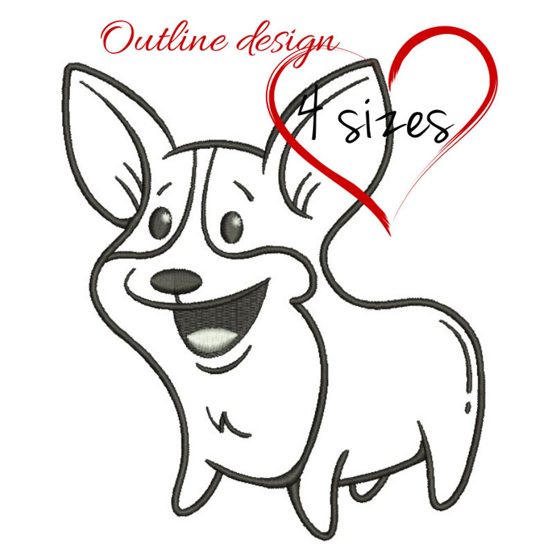 Welshi Corgi Embroidery Machine Design Dog Outline Animal Digital ...