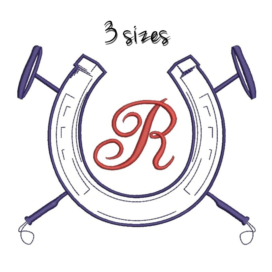 Horseshoe Monogram Frame Embroidery Machine Designs Digital Instant ...