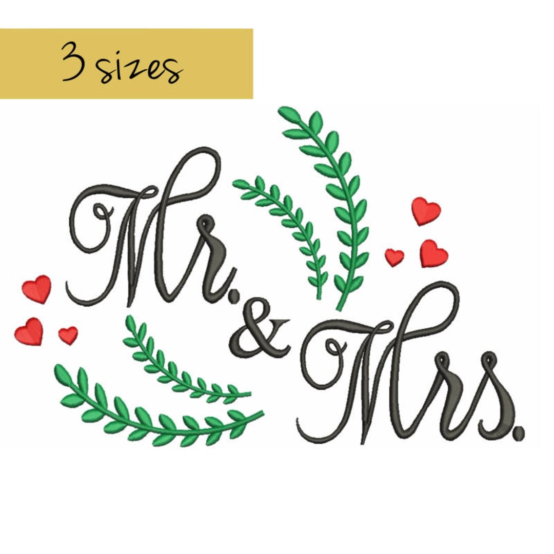 Mr and Mrs Machine Embroidery Design Wedding Marriage Digital Instant ...