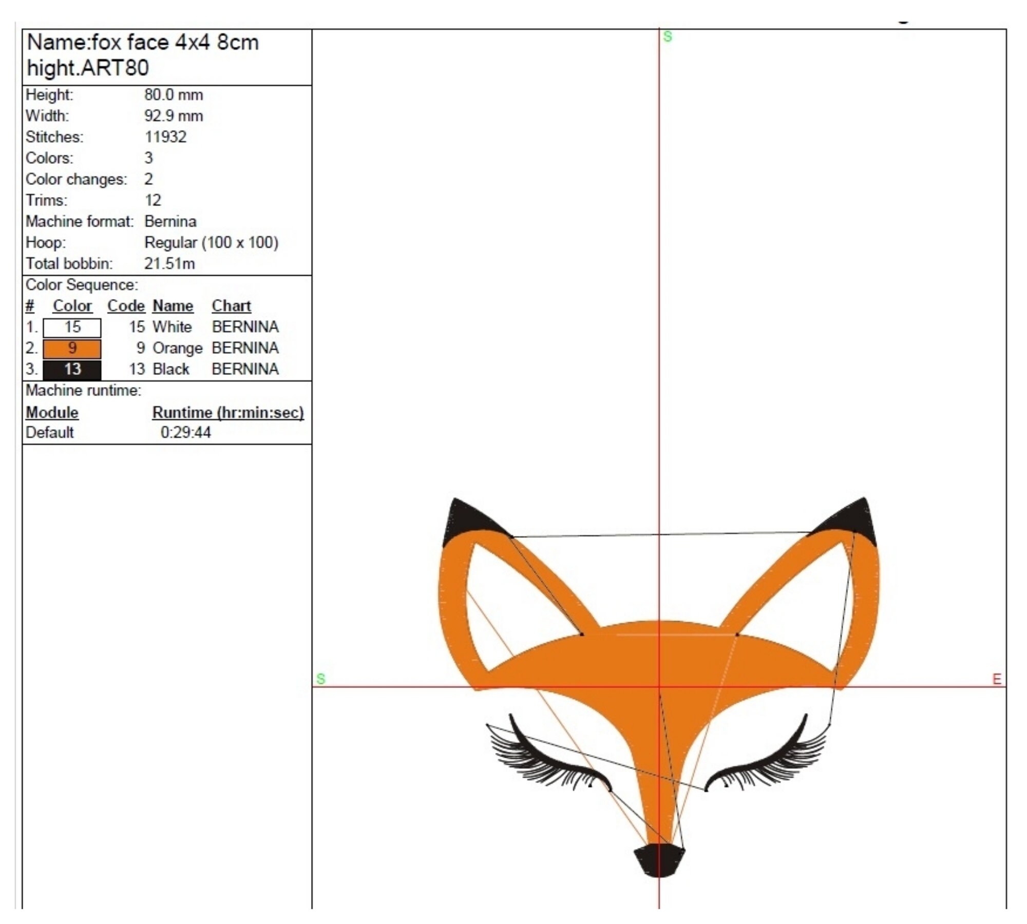 Fox Face Embroidery Machine Design Pes File Animal Digital - Etsy