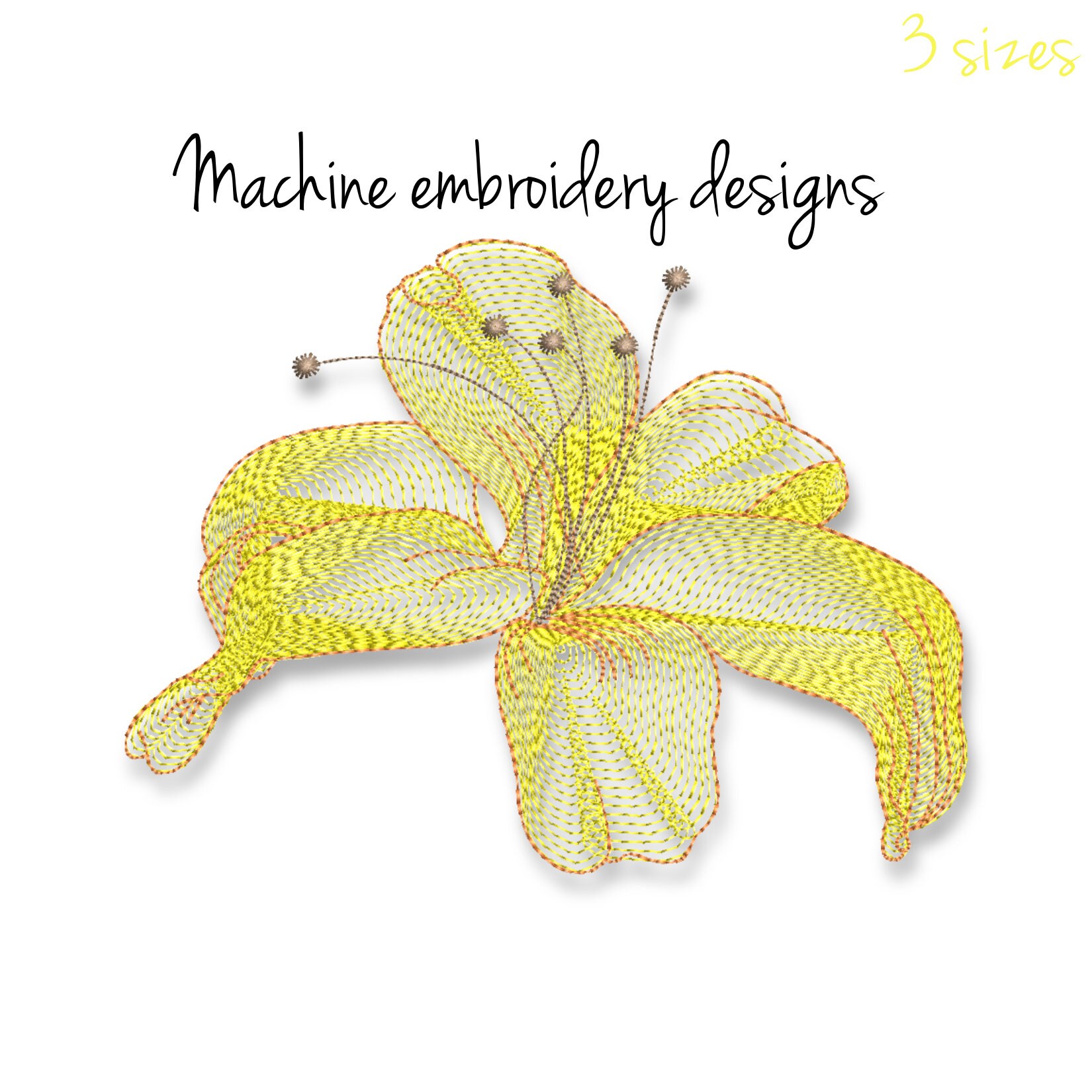 Lily Embroidery Machine Design Flower Pattern Bloom Digital - Etsy