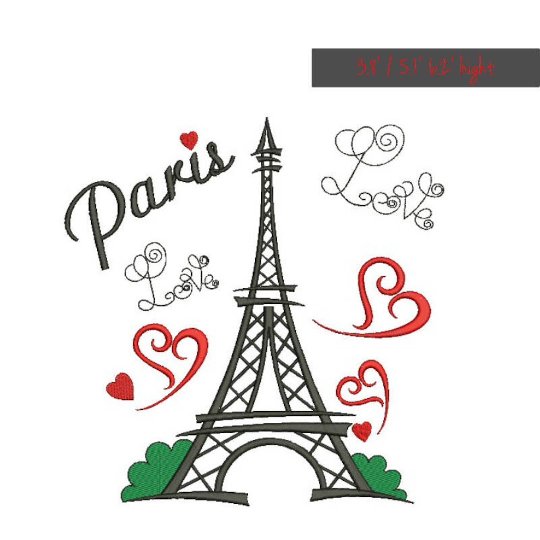 Paris Embroidery Design Eiffel Tower Designs Instant Digital Download ...