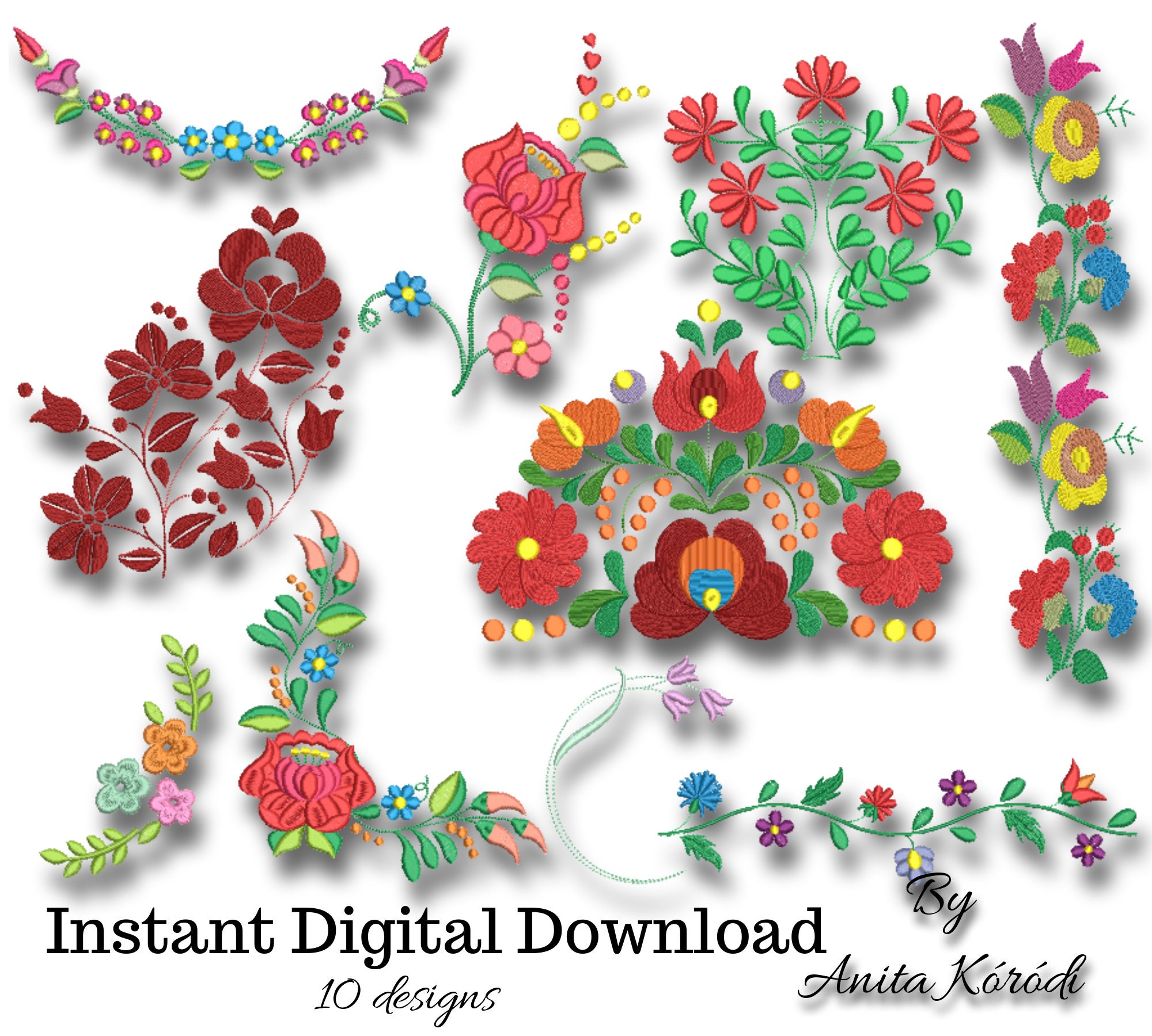 Kits & How To Embroidery Craft Supplies & Tools Folk Art Floral 03 ...