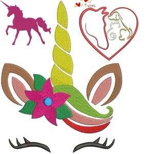 Embroidery Machine Designs Horses Pack Unicorn Set Animal Digital ...