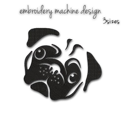 Pug Embroidery Designs Love Dog Machine Embroidery Design Love - Etsy