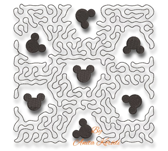 Mickey Cross Quilt Block Machine Embroidery Design Pes digital instant ...