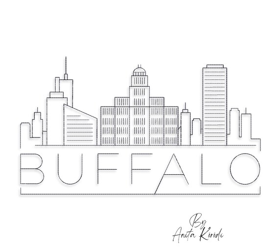 BUFFALO New York USA SKYLINE Embroidery Machine Design for Pe - Etsy