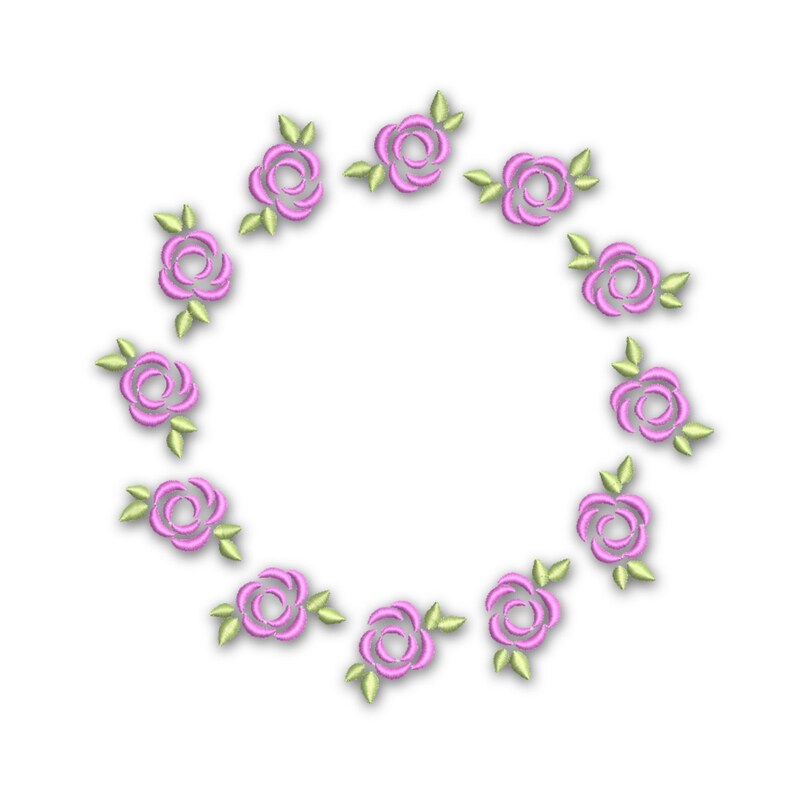 Circle Rose Monogram Frame Embroidery Machine Design | Etsy