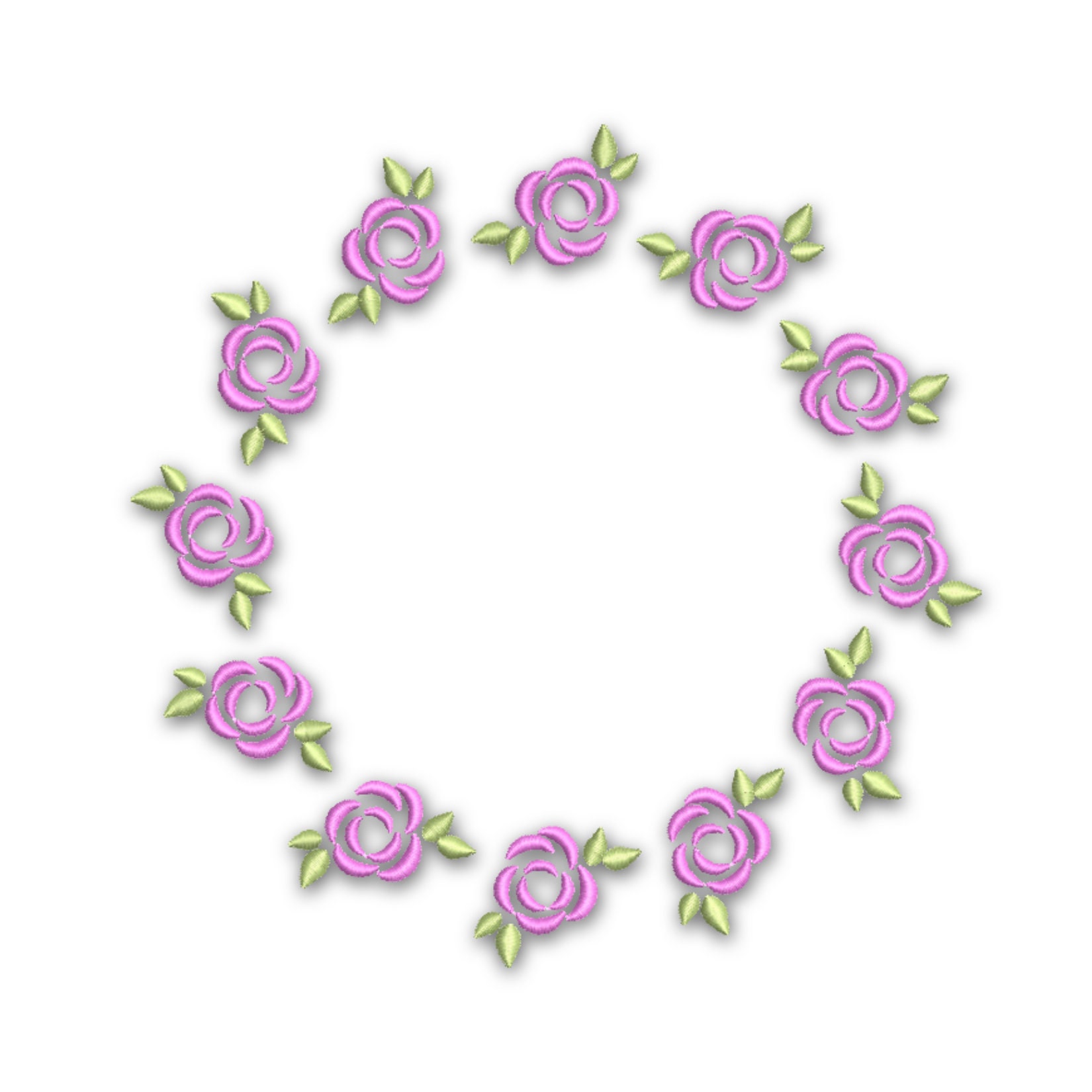 Circle Rose monogram frame embroidery machine design | Etsy