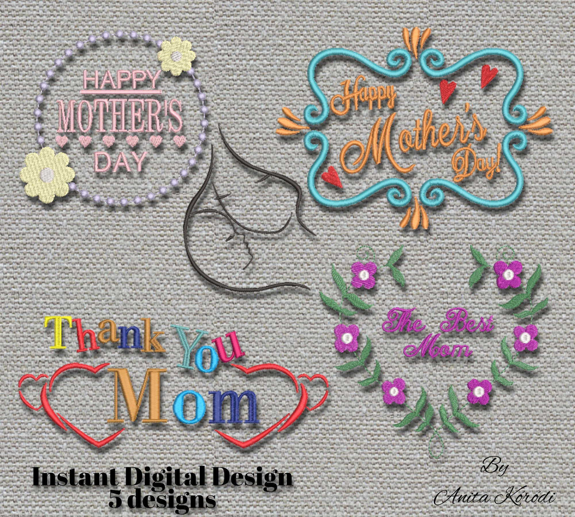 Embroidery Machine Designs SET 5 Items Mother's Day | Etsy