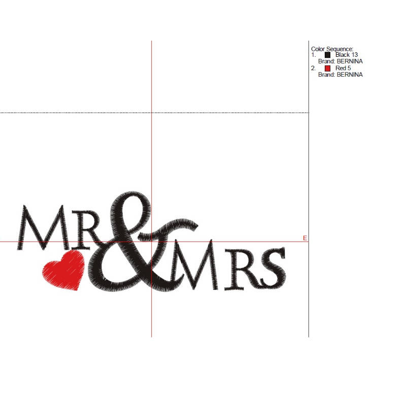 Mr. and Mrs. Embroidery Machine Designs Wedding Marriage Heart | Etsy