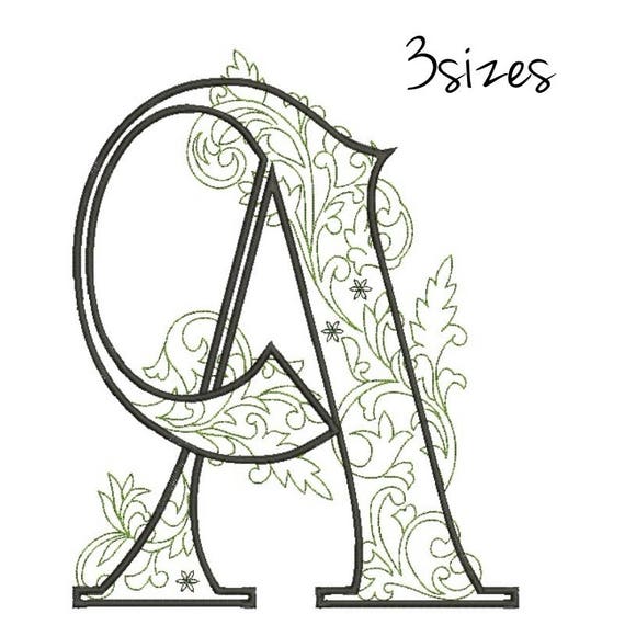 Letter A monogram embroidery machine design pes files digital instant ...