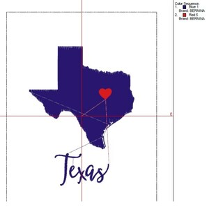 Machine Embroidery Design Texas State Heart USA Designs Instant Digital ...