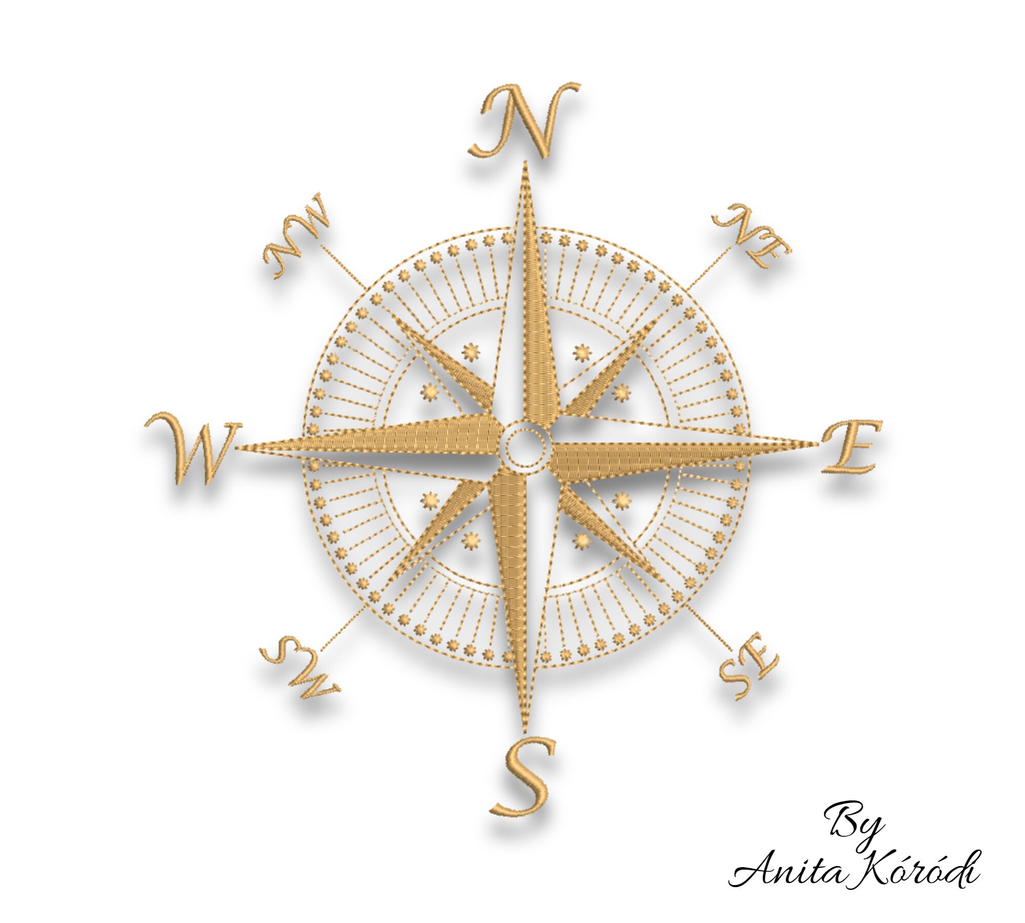 Compass Machine Embroidery Design Nautical Designs Sailing - Etsy