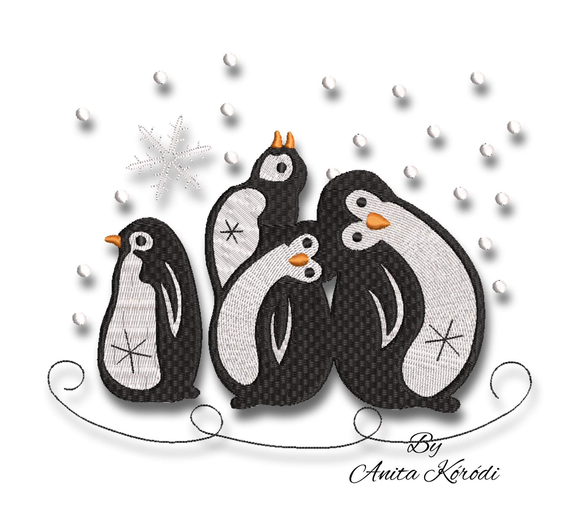 Penguins embroidery machine designs winter christmas instant | Etsy