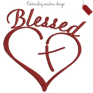 Machine Embroidery Design Blessed Christian Cross Heart Designs Machine ...