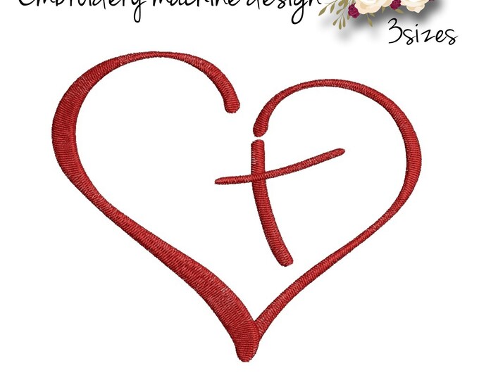 Rugged Cross Machine Embroidery Design Heart Embroidery Design ...