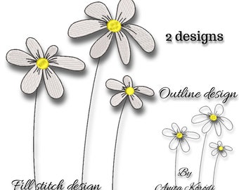 Daisy Embroidery Machine Design Flowers Pe File Digital - Etsy