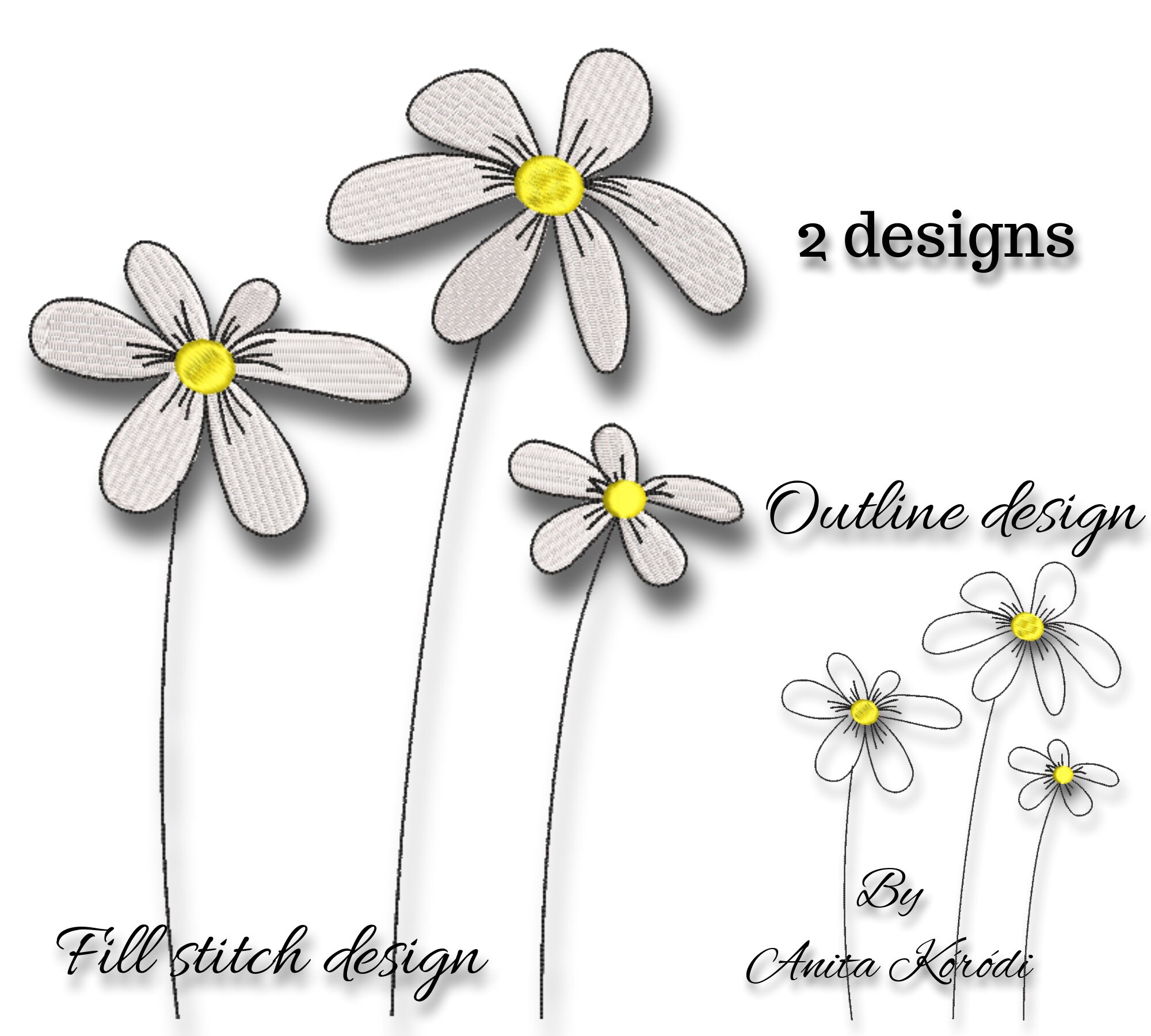 Sewing & Fiber Machine Embroidery Design Daisy Outline Sewing ...