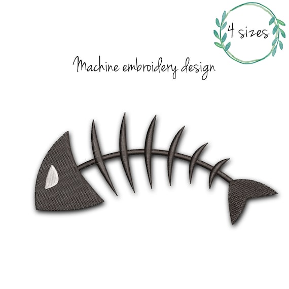 Fish bone Embroidery Machine Design pes file animal digital instant ...