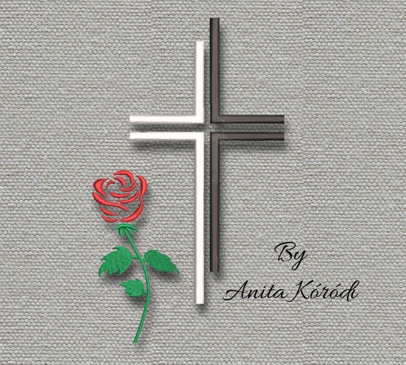 Machine Embroidery Design Rose Cross Sympathy Christian pes designs ...