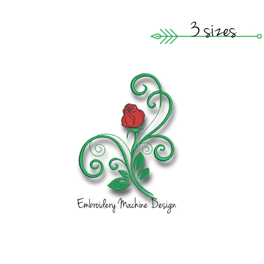 Rose Embroidery Machine Design Curling Flower Digital Instant Download ...