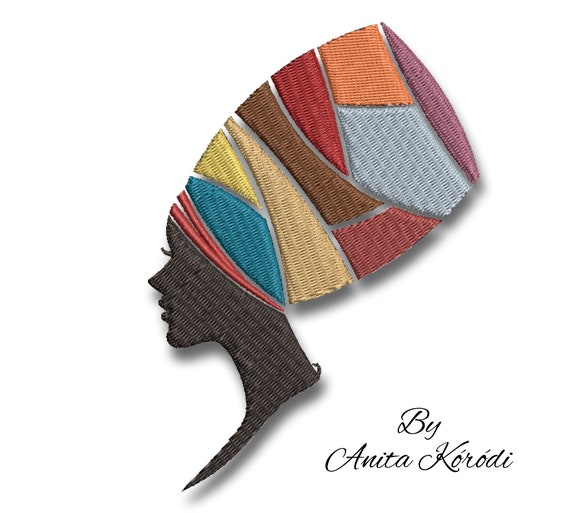 African woman embroidery machine design Fashionable girl instant ...