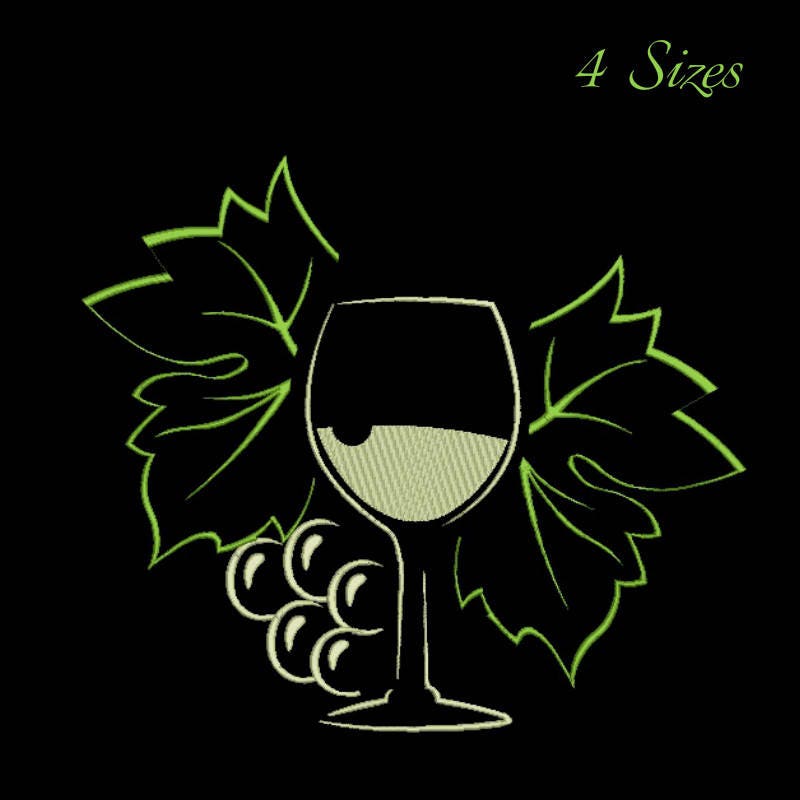 Wine Embroidery Machine Design Kitchen Digital Instant | Etsy