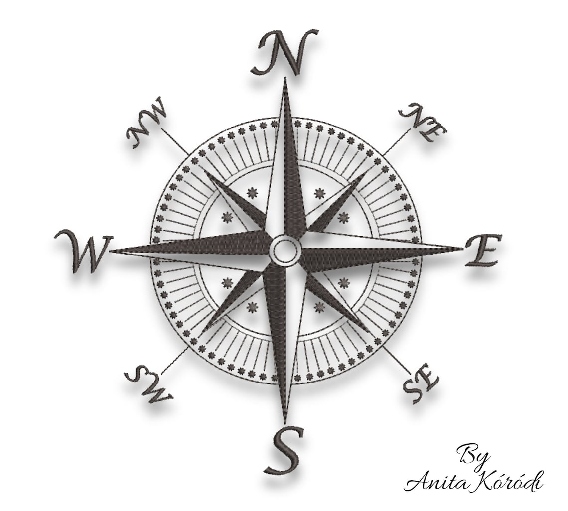 Compass Machine Embroidery Design Nautical Designs Sailing - Etsy