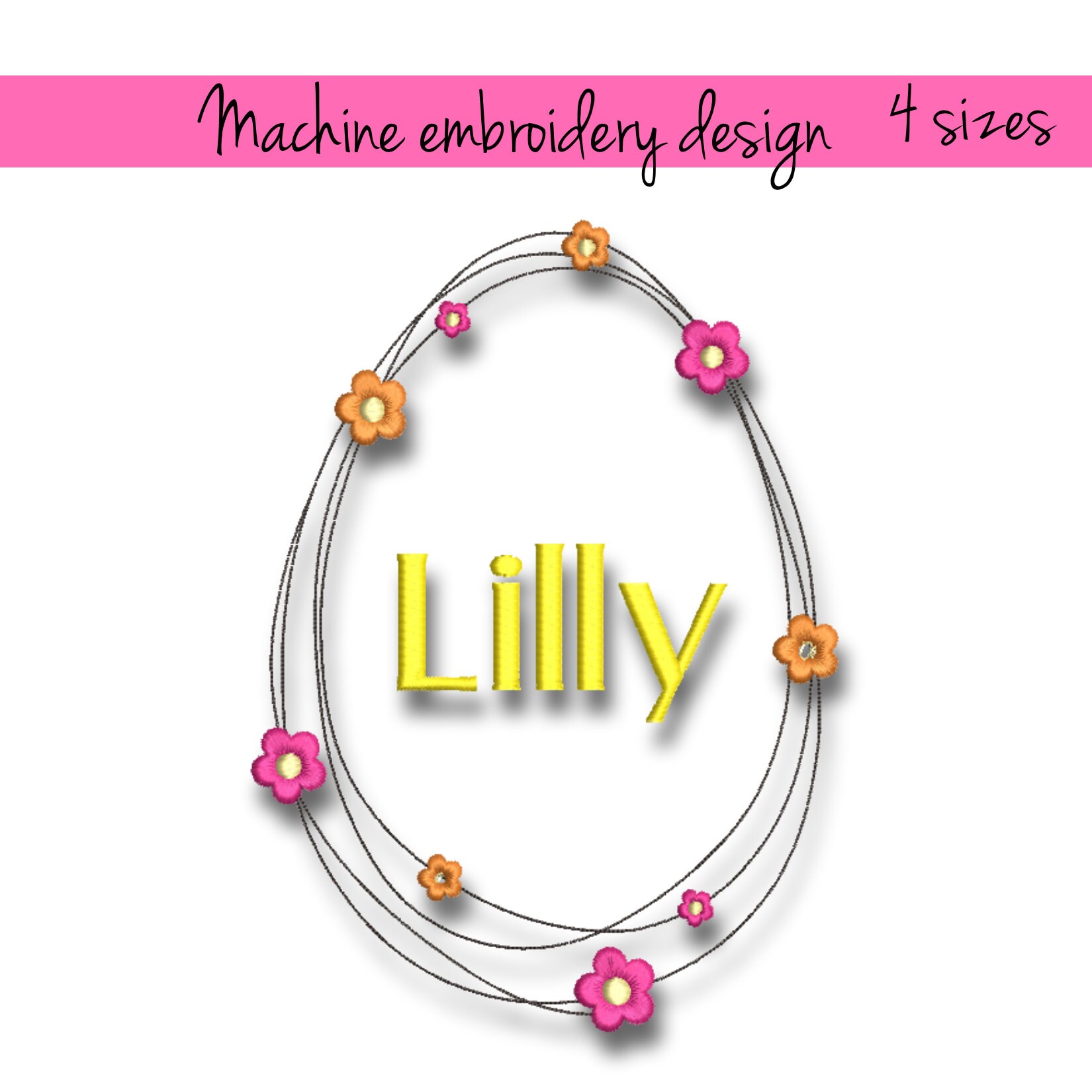 Machine Embroidery Design Easter Frame Pes Egg Monogram - Etsy