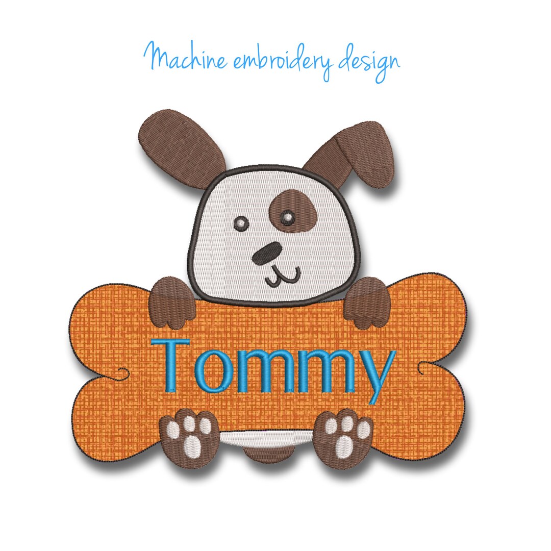 Dog Frame Embroidery Machine Design Applique Bone Digital Instant ...