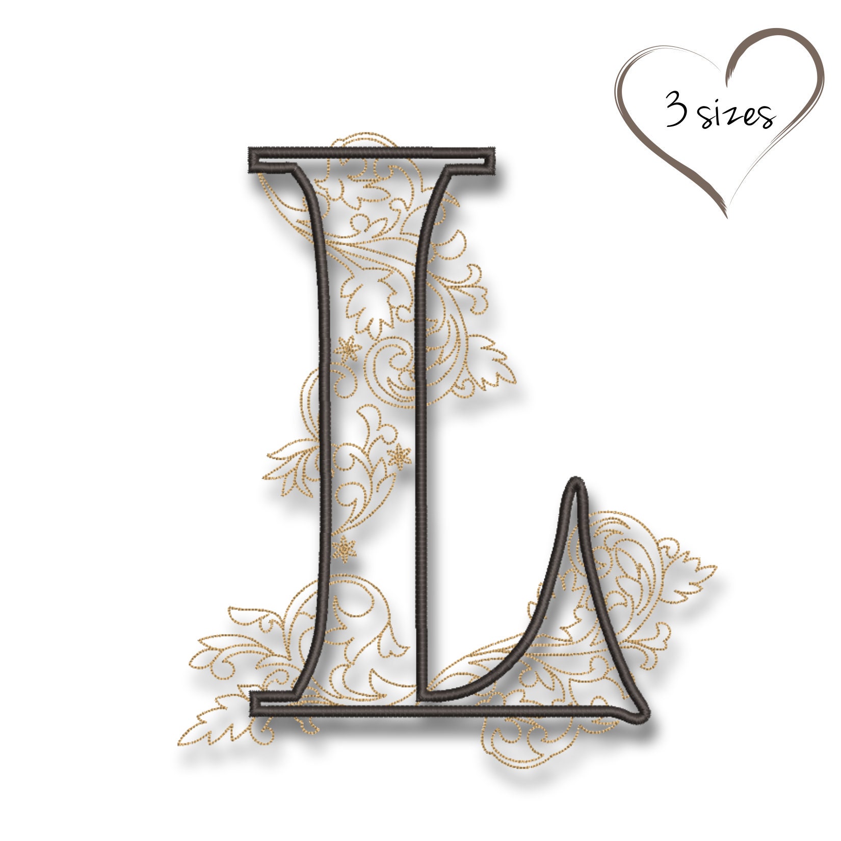 Monogram Embroidery Machine Design L Letter Pes Files Digital - Etsy