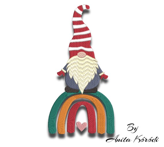 Gnome embroidery machine designs boho rainbow love instant digital ...