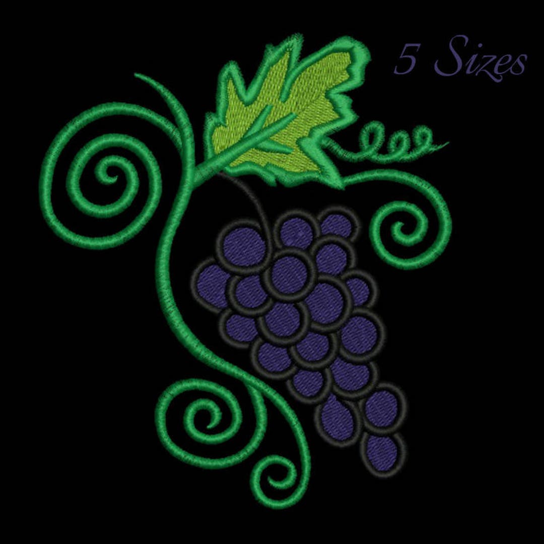 Grape Embroidery Machine Design Kitchen Fruit Designs Digital Instant ...