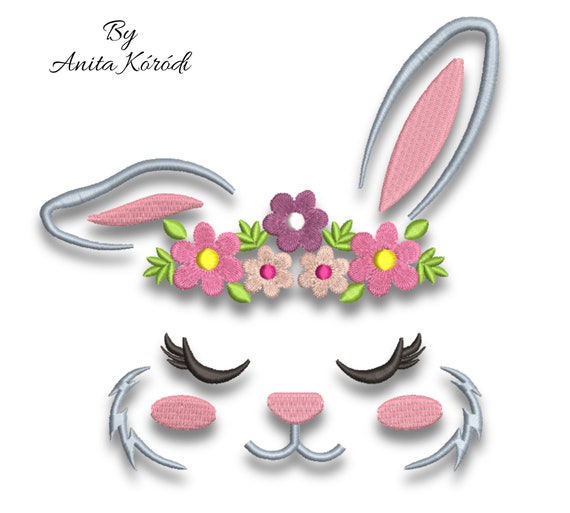 Embroidery Machine Designs Bunny face girl easter pattern digital ...
