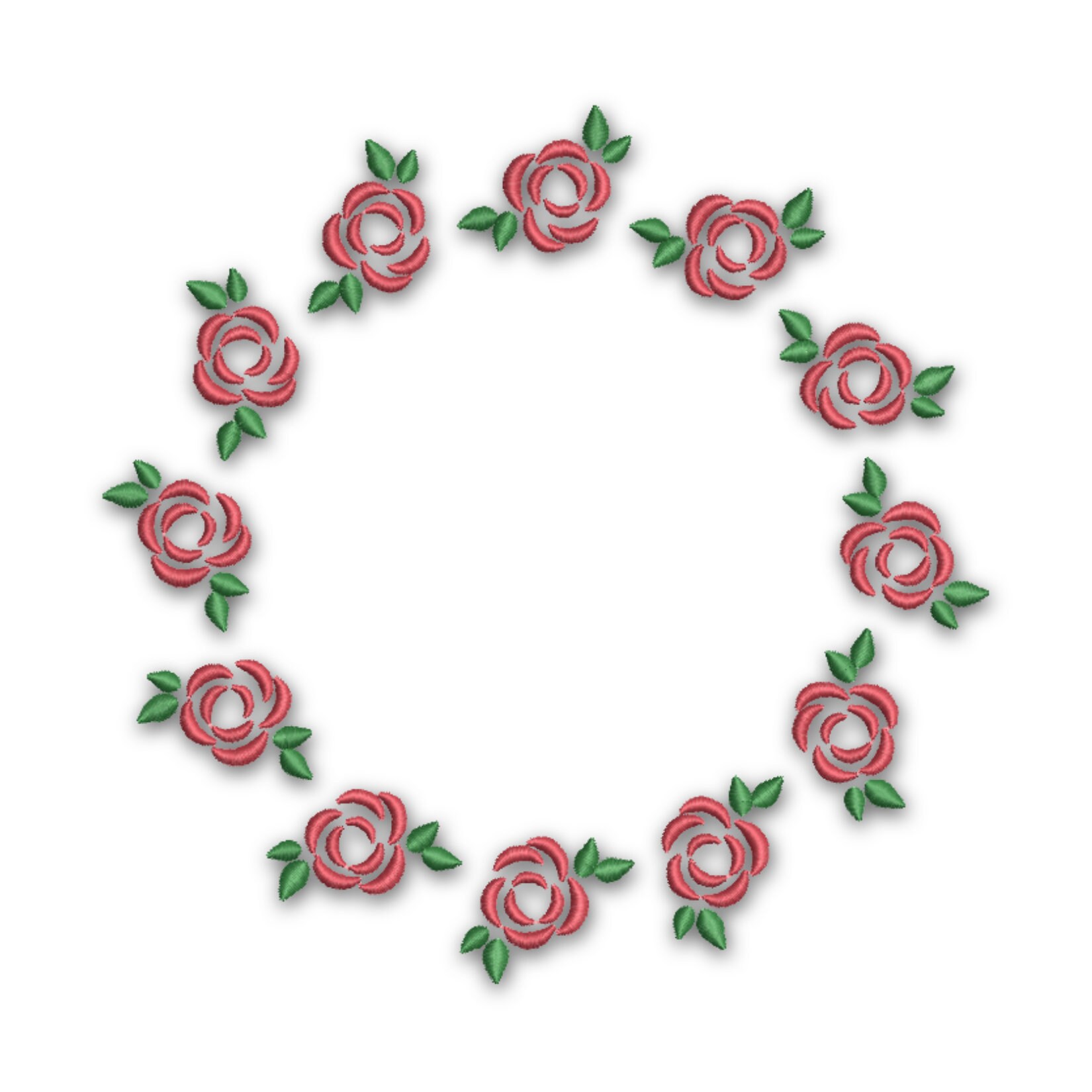 Circle Rose Monogram Frame Embroidery Machine Design | Etsy