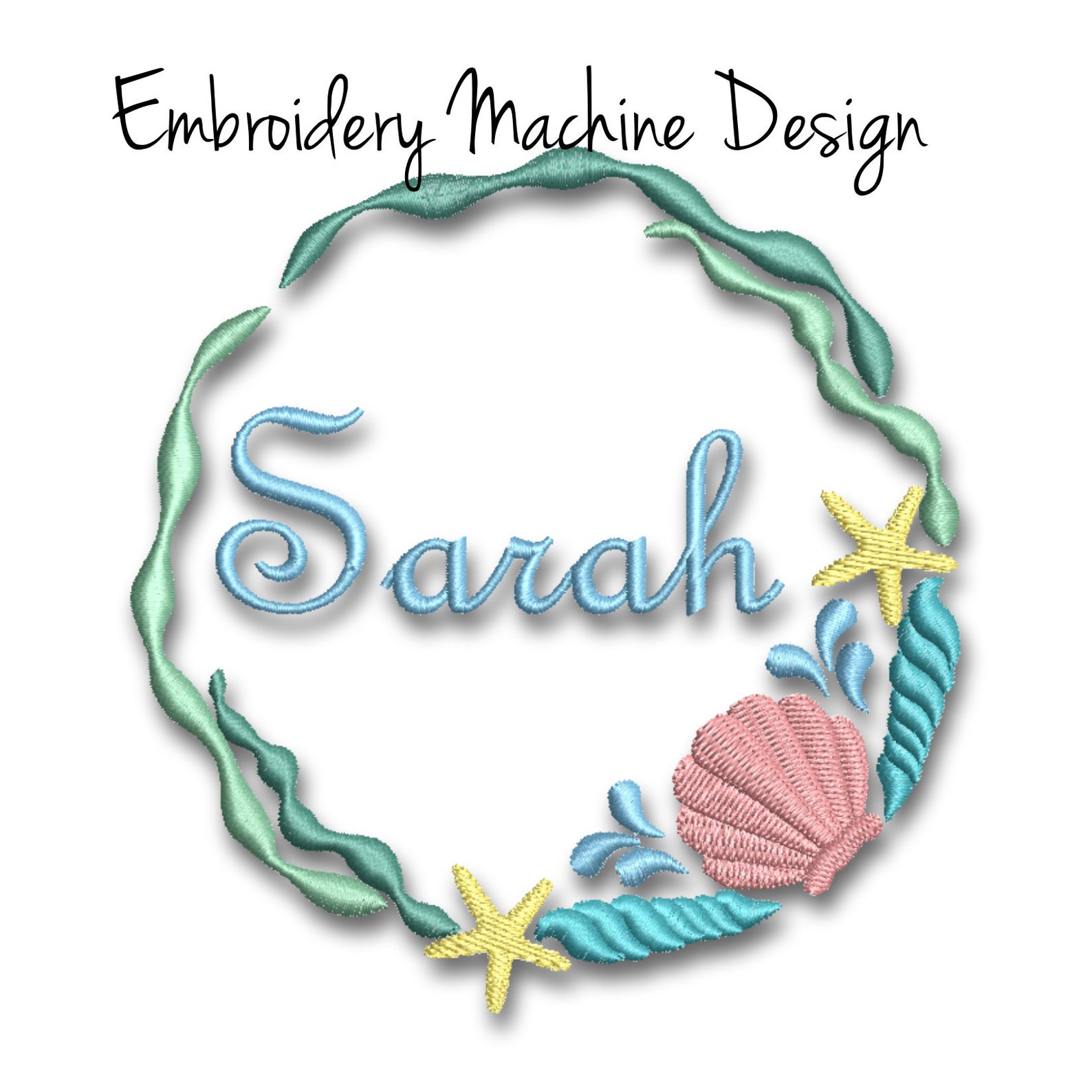 Circle Sea Monogram Frame Embroidery Machine Design Shell - Etsy