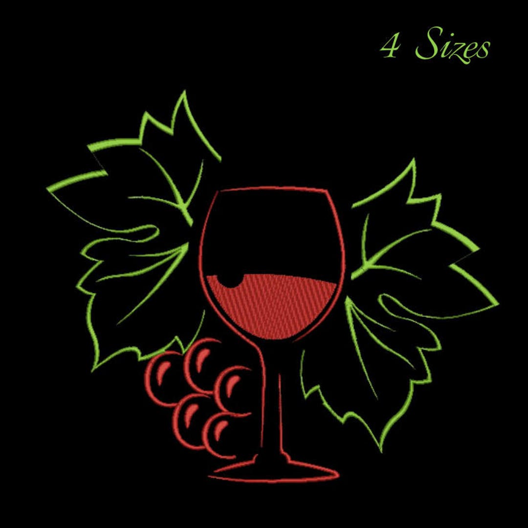 Wine Embroidery Machine Design Kitchen Digital Instant Download Pattern ...