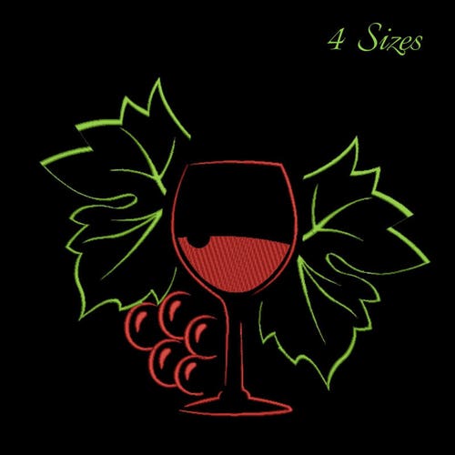 Wine and Grapes Machine Embroidery Designs Instant Download - Etsy