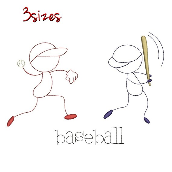 Baseball Players Embroidery Designs Pes Design Sport Pattern | Etsy
