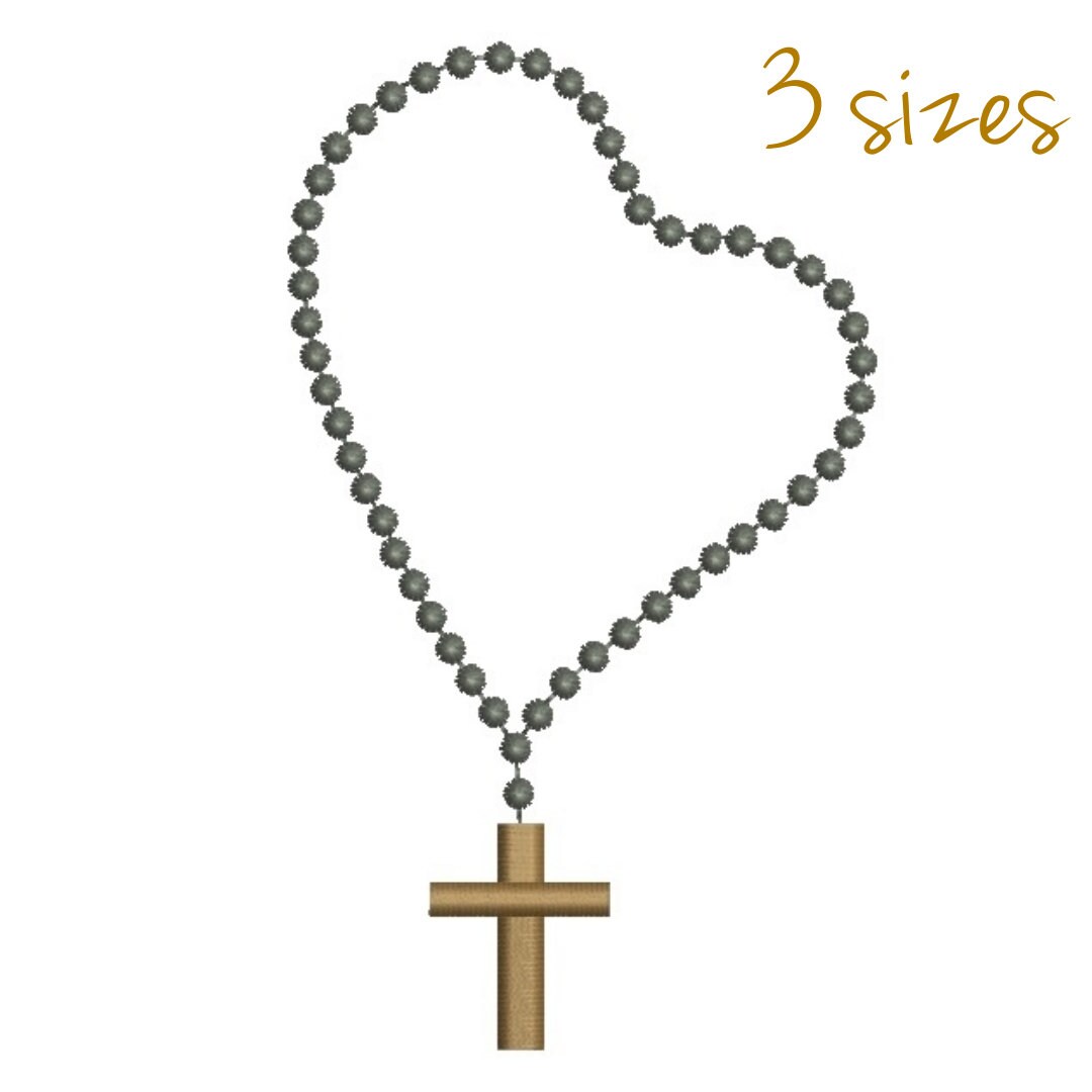 Rosary Prayerv Machine Embroidery Design Christian Cross Heart Designs ...