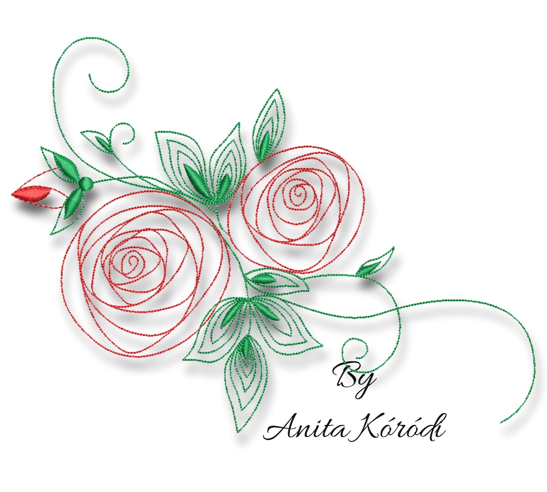 Pe Embroidery Design Rose Outline Machine Designs Flowers Bloom Digital ...