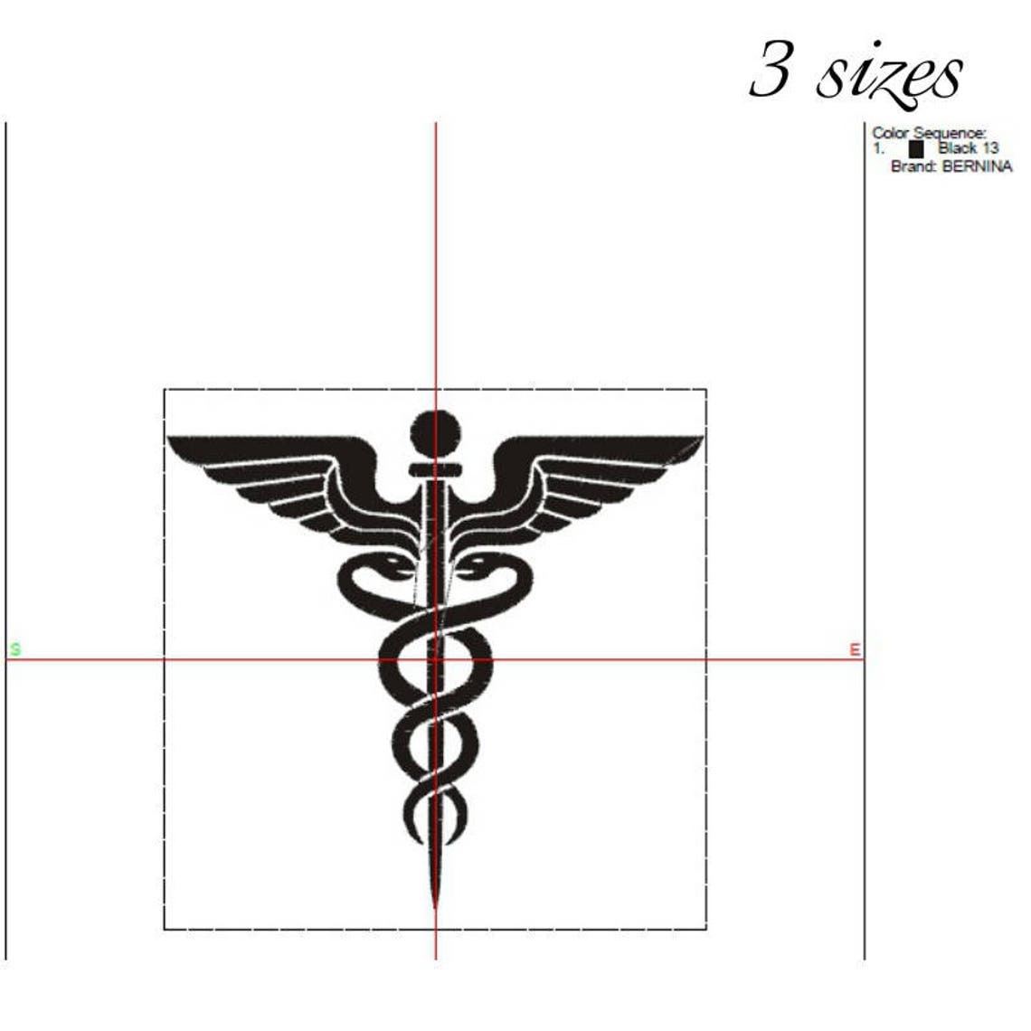 Medical Embroidery Design Caduceus Medical Symbol Designs - Etsy
