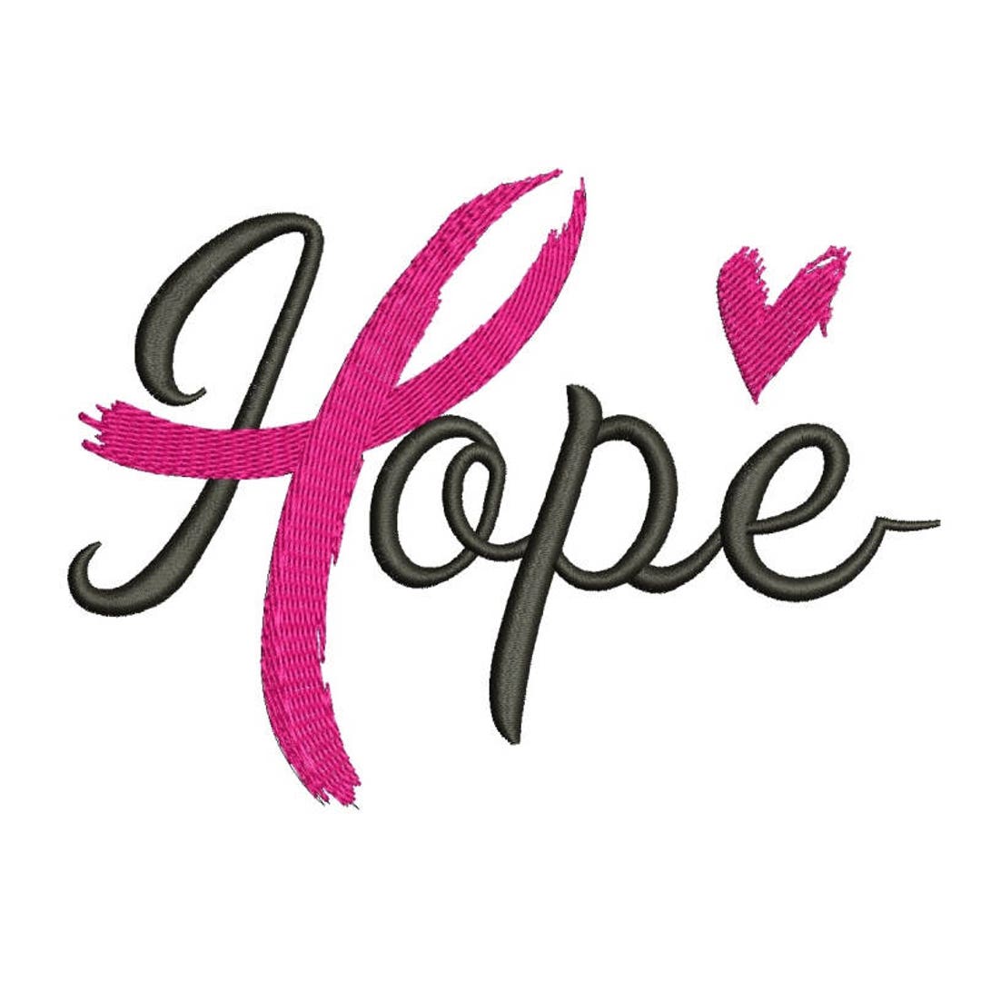 Hope Breast Cancer Ribbon Embroidery Design Instant Download Digital ...