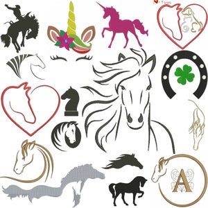Embroidery Machine Designs Horses Pack Unicorn Set Animal Digital ...